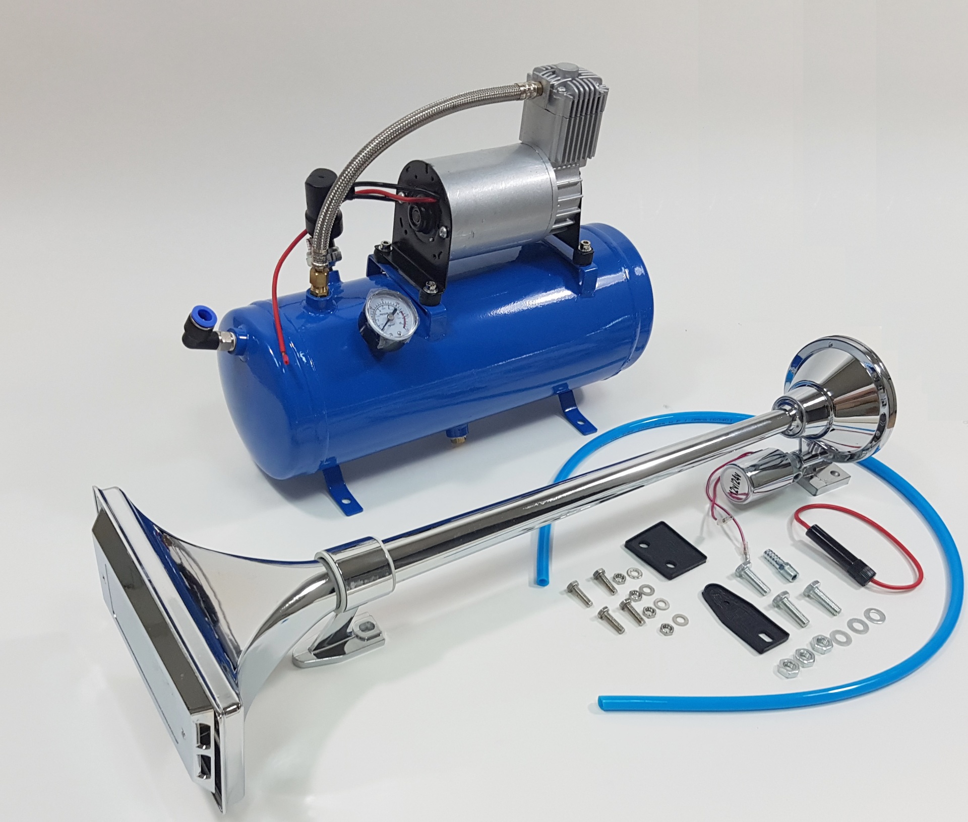 Αεροκόρνα Μονή 63cm με Σύστημα Συμπιεστή Δεξαμενής 12V 150psi 6 Λίτρα | Flexzon.gr