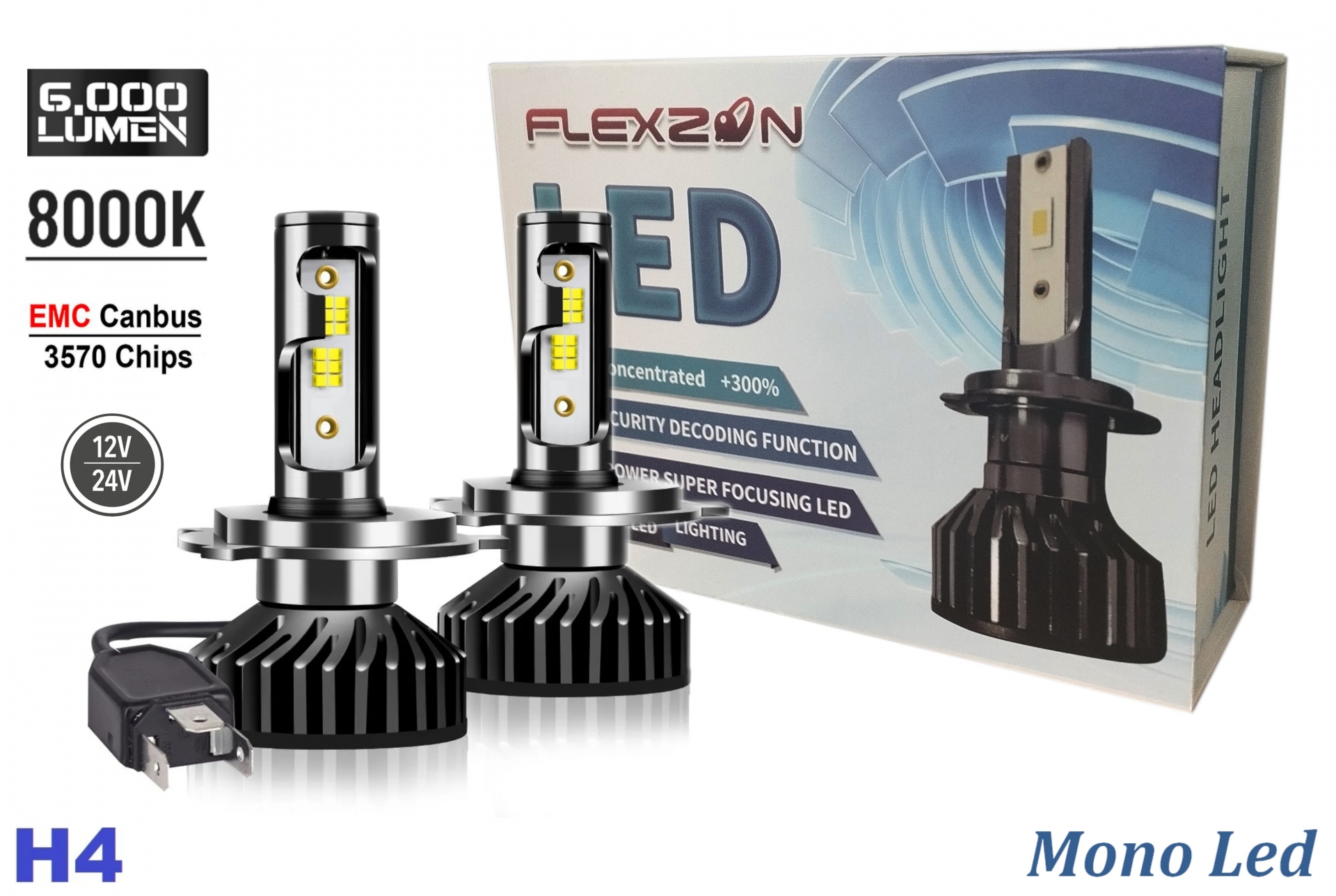 LED KIT +300% Λάμπες Αυτοκινήτου Νέας Γενιάς H4 50W 12000Lm 8000K ...