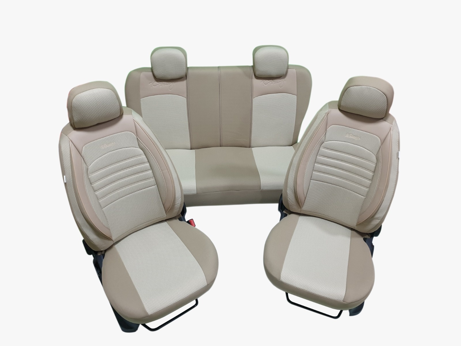 Δερμάτινη Ταπετσαρία Σετ 8 Τεμάχια με Ύφασμα Μπέζ | Flexzon.gr