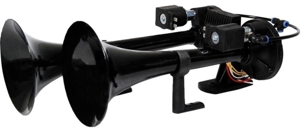 Αεροκόρνα Διπλή με 2 Μελωδίες 12V Μαύρη | Flexzon.gr
