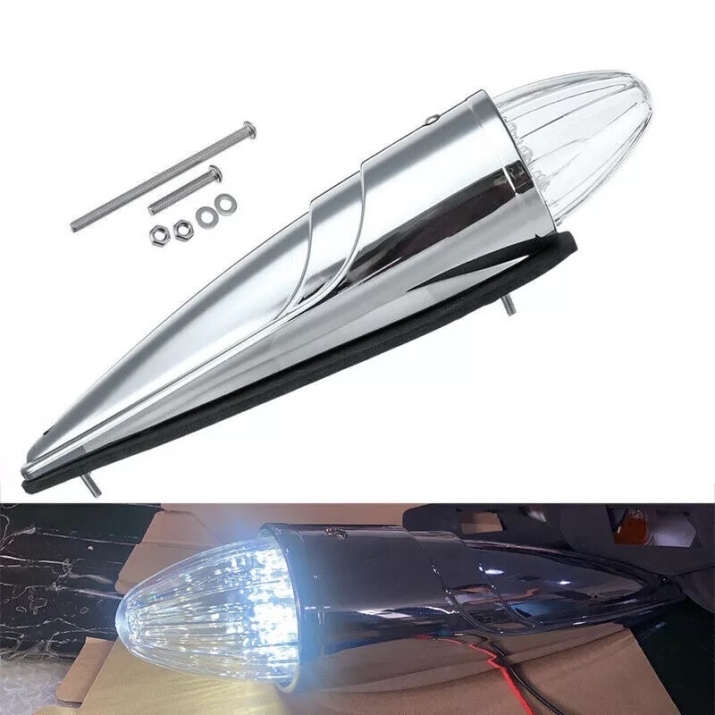 Φως Οροφής LED Τύπου Πυραυλάκι Χρωμίου για Φορτηγά 12V / 24V Λευκό 40.5cm x 8.9cm | Flexzon.gr