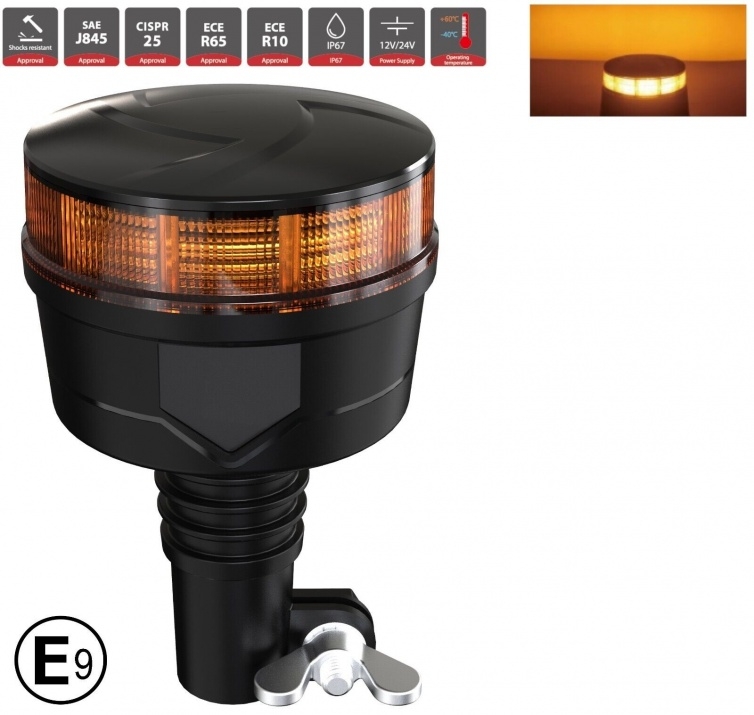 LED Φάρος Πορτοκαλί 12V / 24V Γρήγορη Σύνδεση Ø92mm | Flexzon.gr